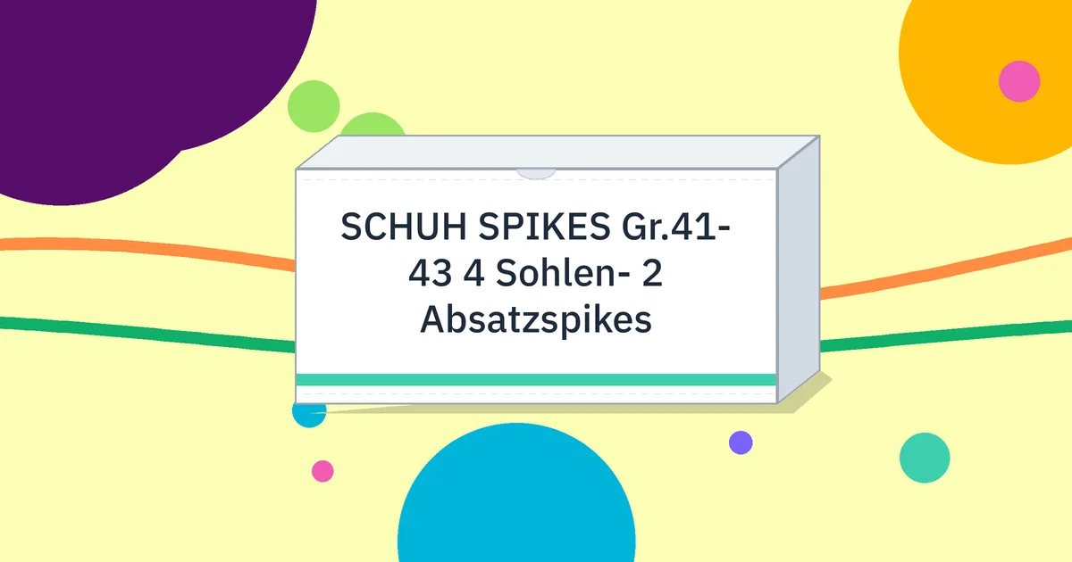 Symbolbild: Packung mit der Aufschrift SCHUH SPIKES Gr.41-43 4 Sohlen- 2 Absatzspikes (PZN 09527677) – Verfügbarkeit und Bezug in Apotheken in Frankfurt am Main