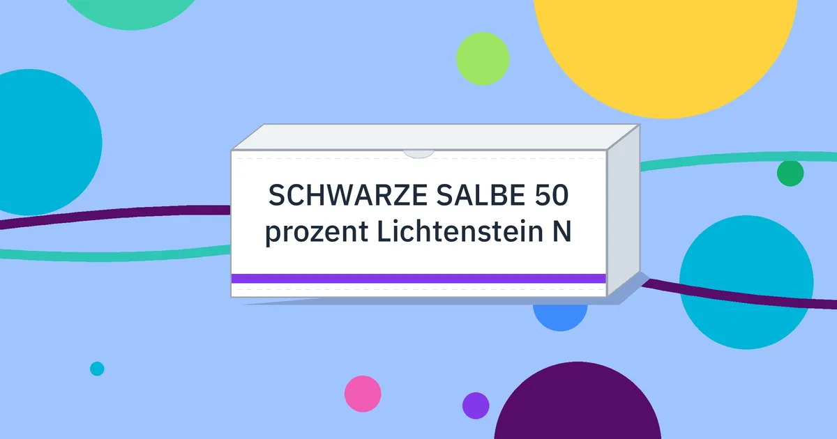 Symbolbild: Packung mit der Aufschrift SCHWARZE SALBE 50 prozent Lichtenstein N (PZN 01596331) – Verfügbarkeit und Bezug in Apotheken in Frankfurt am Main