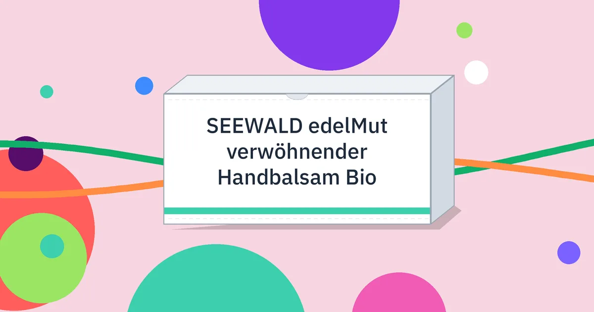 Symbolbild: Packung mit der Aufschrift SEEWALD edelMut verwöhnender Handbalsam Bio (PZN 20687080) – Verfügbarkeit und Bezug in Apotheken in Frankfurt am Main