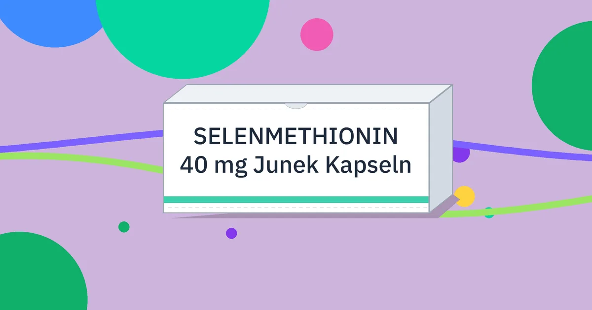 Symbolbild: Packung mit der Aufschrift SELENMETHIONIN 40 mg Junek Kapseln (PZN 20857636) – Verfügbarkeit und Bezug in Apotheken in Frankfurt am Main