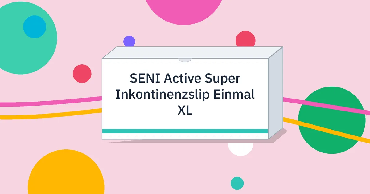Symbolbild: Packung mit der Aufschrift SENI Active Super Inkontinenzslip Einmal XL (PZN 16327996) – Verfügbarkeit und Bezug in Apotheken in Frankfurt am Main
