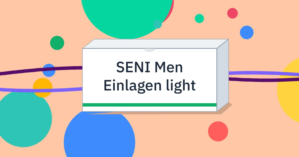 Symbolbild: Packung mit der Aufschrift SENI Men Einlagen light (PZN 19527448) – Verfügbarkeit und Bezug in Apotheken in Frankfurt am Main