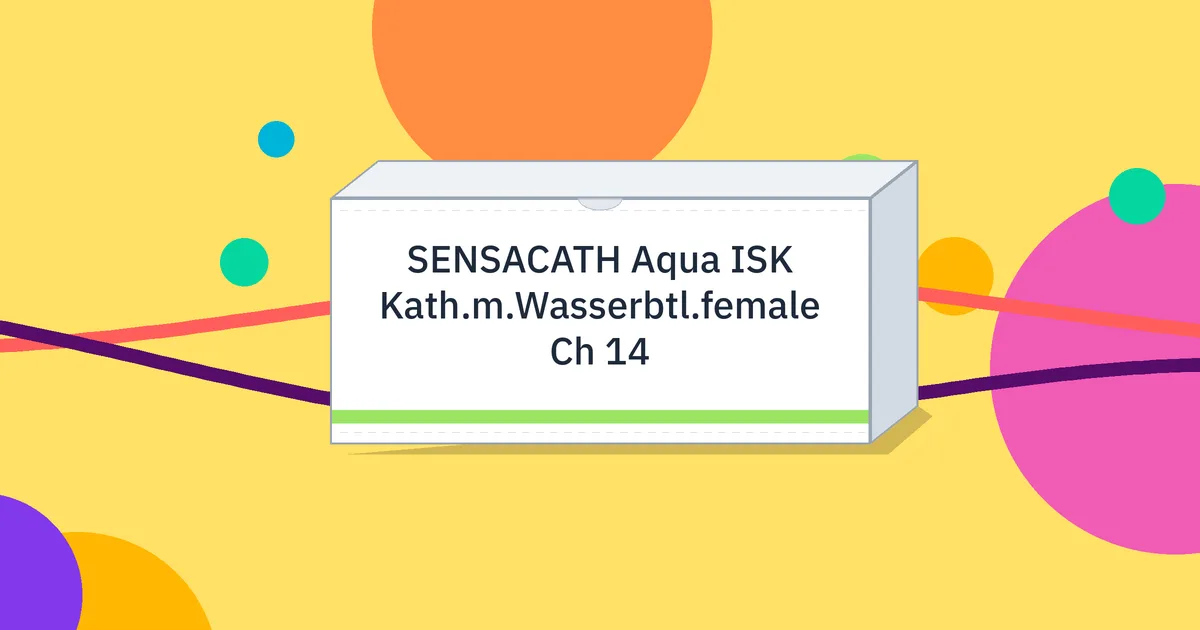 Symbolbild: Packung mit der Aufschrift SENSACATH Aqua ISK Kath.m.Wasserbtl.female Ch 14 (PZN 19856181) – Verfügbarkeit und Bezug in Apotheken in Frankfurt am Main