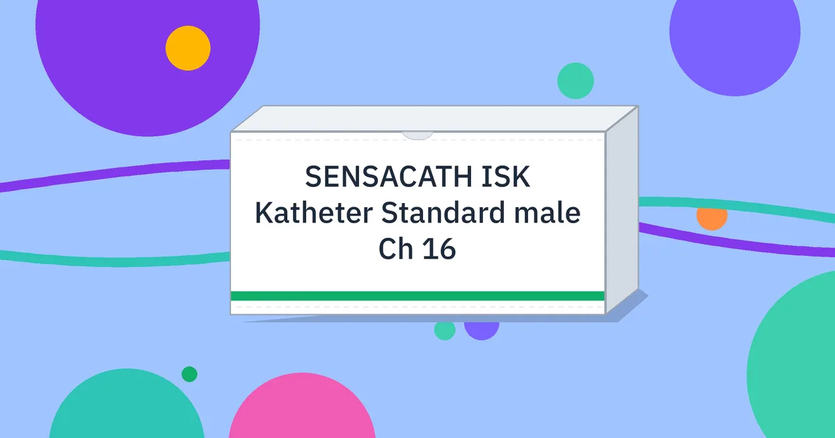 Symbolbild: Packung mit der Aufschrift SENSACATH ISK Katheter Standard male Ch 16 (PZN 19856175) – Verfügbarkeit und Bezug in Apotheken in Frankfurt am Main