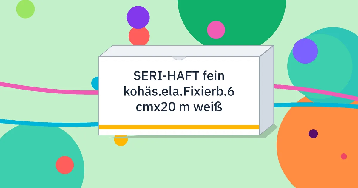 Symbolbild: Packung mit der Aufschrift SERI-HAFT fein kohäs.ela.Fixierb.6 cmx20 m weiß (PZN 14381537) – Verfügbarkeit und Bezug in Apotheken in Frankfurt am Main