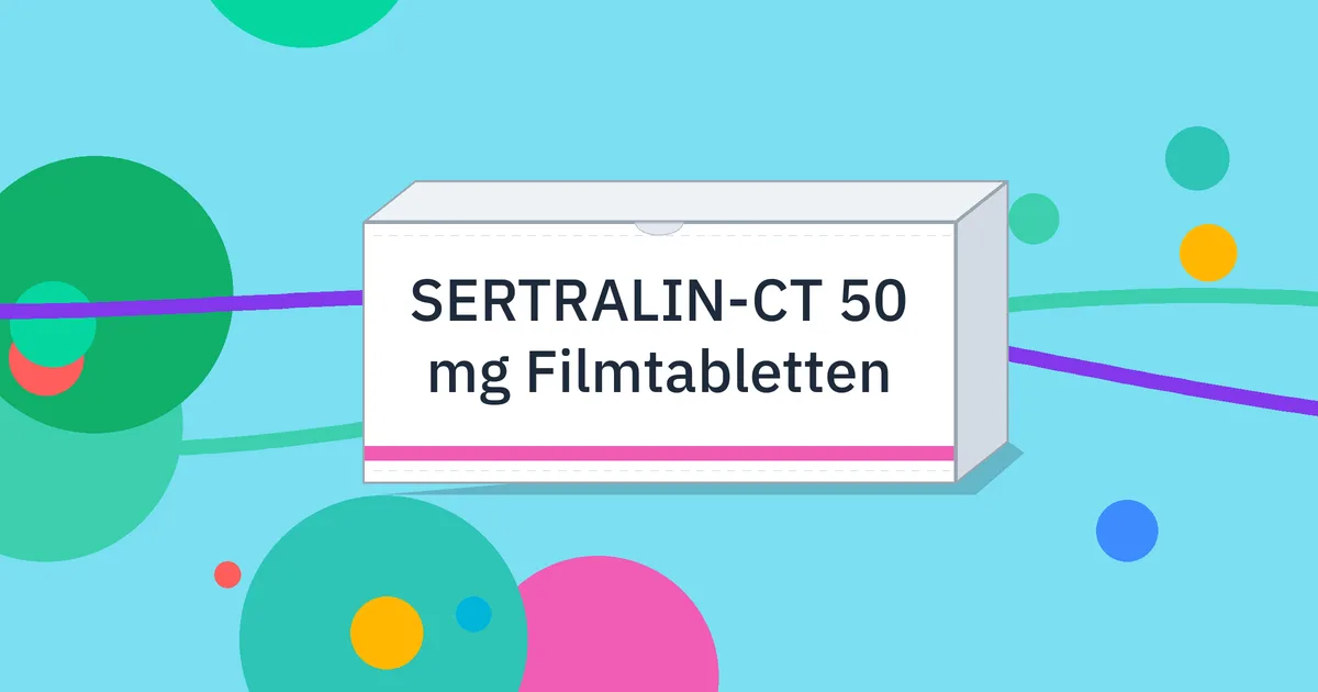 Symbolbild: Packung mit der Aufschrift SERTRALIN-CT 50 mg Filmtabletten (PZN 01032887) – Verfügbarkeit und Bezug in Apotheken in Frankfurt am Main