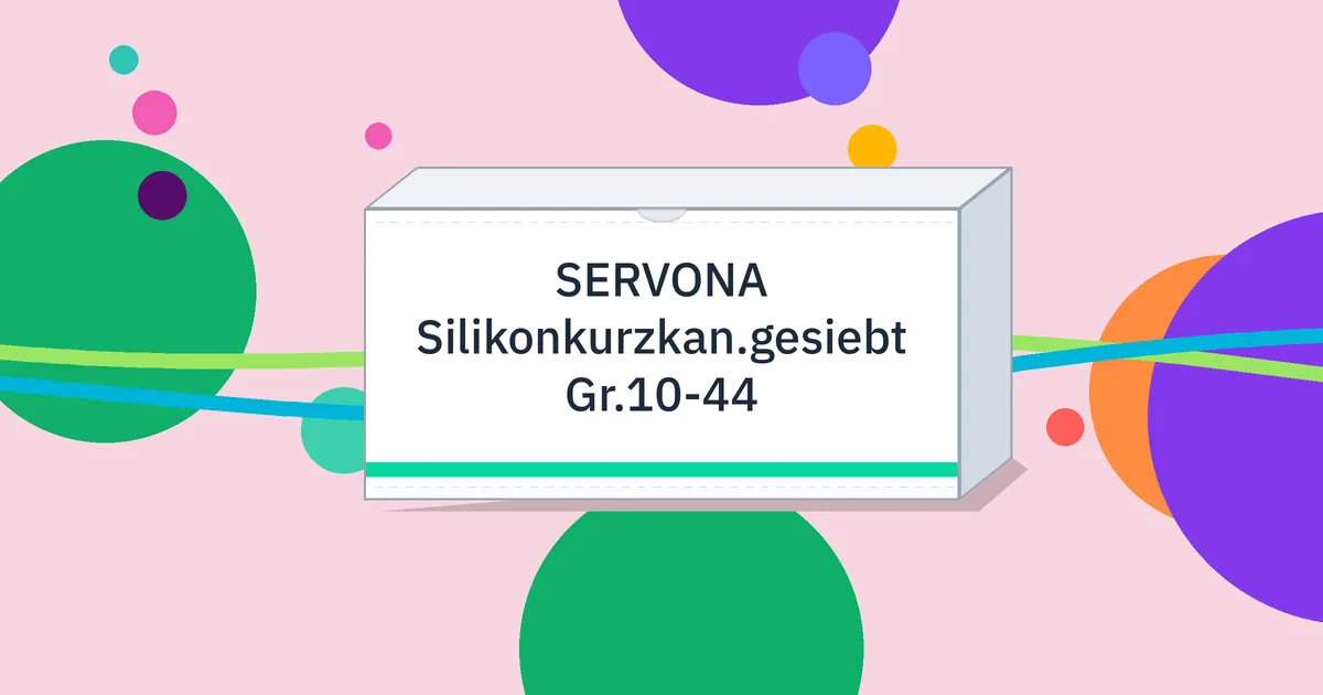 Symbolbild: Packung mit der Aufschrift SERVONA Silikonkurzkan.gesiebt Gr.10-44 (PZN 04054234) – Verfügbarkeit und Bezug in Apotheken in Frankfurt am Main