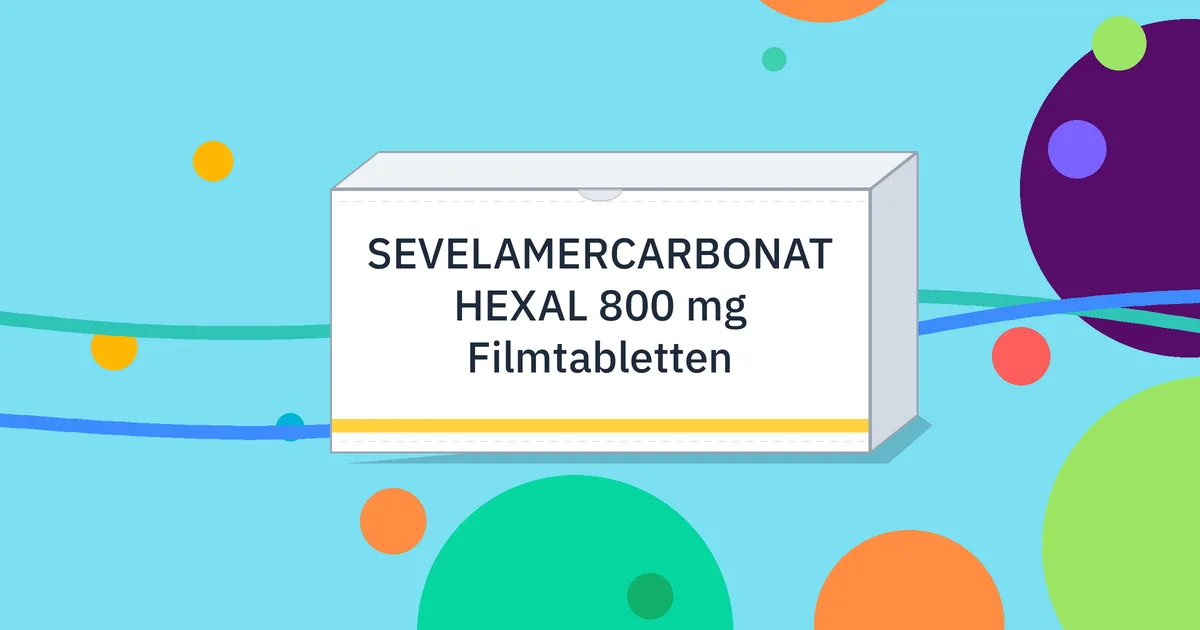 Symbolbild: Packung mit der Aufschrift SEVELAMERCARBONAT HEXAL 800 mg Filmtabletten (PZN 20523906) – Verfügbarkeit und Bezug in Apotheken in Frankfurt am Main