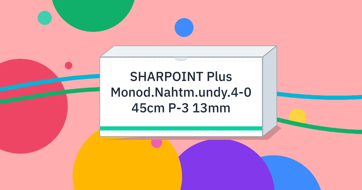 Symbolbild: Packung mit der Aufschrift SHARPOINT Plus Monod.Nahtm.undy.4-0 45cm P-3 13mm (PZN 17986637) – Verfügbarkeit und Bezug in Apotheken in Frankfurt am Main