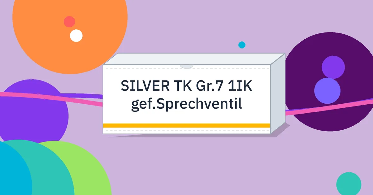 Symbolbild: Packung mit der Aufschrift SILVER TK Gr.7 1IK gef.Sprechventil (PZN 10210129) – Verfügbarkeit und Bezug in Apotheken in Frankfurt am Main