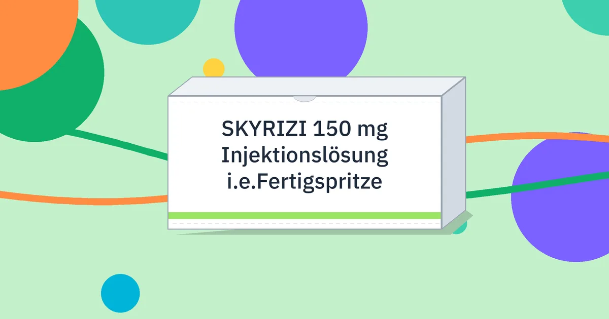 Symbolbild: Packung mit der Aufschrift SKYRIZI 150 mg Injektionslösung i.e.Fertigspritze (PZN 19200351) – Verfügbarkeit und Bezug in Apotheken in Frankfurt am Main