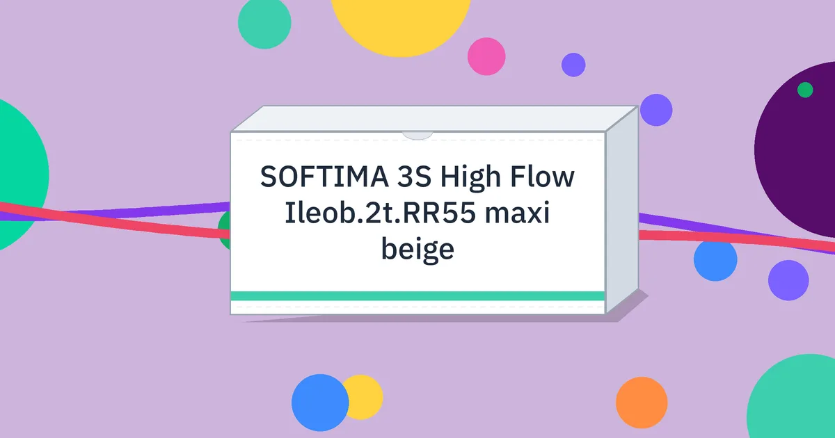 Symbolbild: Packung mit der Aufschrift SOFTIMA 3S High Flow Ileob.2t.RR55 maxi beige (PZN 04813094) – Verfügbarkeit und Bezug in Apotheken in Frankfurt am Main
