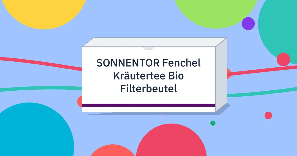 Symbolbild: Packung mit der Aufschrift SONNENTOR Fenchel Kräutertee Bio Filterbeutel (PZN 18903814) – Verfügbarkeit und Bezug in Apotheken in Frankfurt am Main
