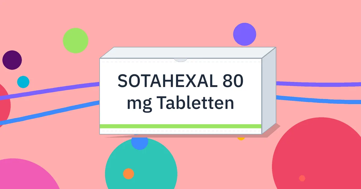 Symbolbild: Packung mit der Aufschrift SOTAHEXAL 80 mg Tabletten (PZN 07704968) – Verfügbarkeit und Bezug in Apotheken in Frankfurt am Main