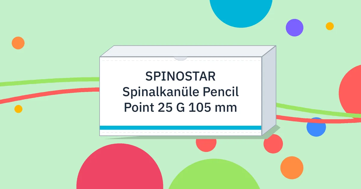 Symbolbild: Packung mit der Aufschrift SPINOSTAR Spinalkanüle Pencil Point 25 G 105 mm (PZN 04477236) – Verfügbarkeit und Bezug in Apotheken in Frankfurt am Main