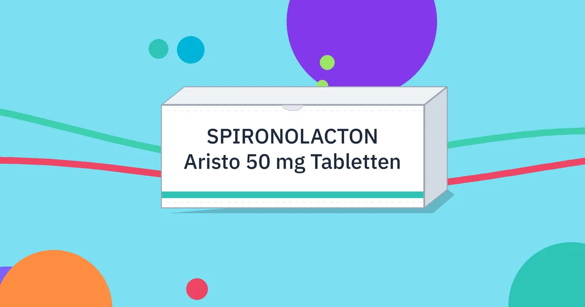 Symbolbild: Packung mit der Aufschrift SPIRONOLACTON Aristo 50 mg Tabletten (PZN 06434395) – Verfügbarkeit und Bezug in Apotheken in Frankfurt am Main