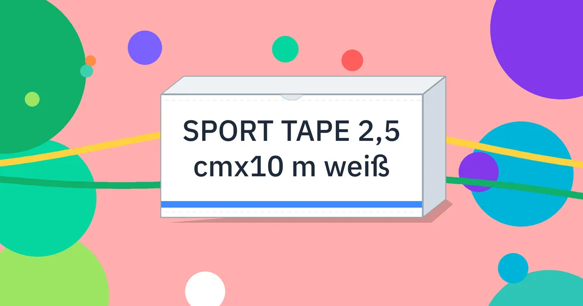 Symbolbild: Packung mit der Aufschrift SPORT TAPE 2,5 cmx10 m weiß (PZN 17184375) – Verfügbarkeit und Bezug in Apotheken in Frankfurt am Main