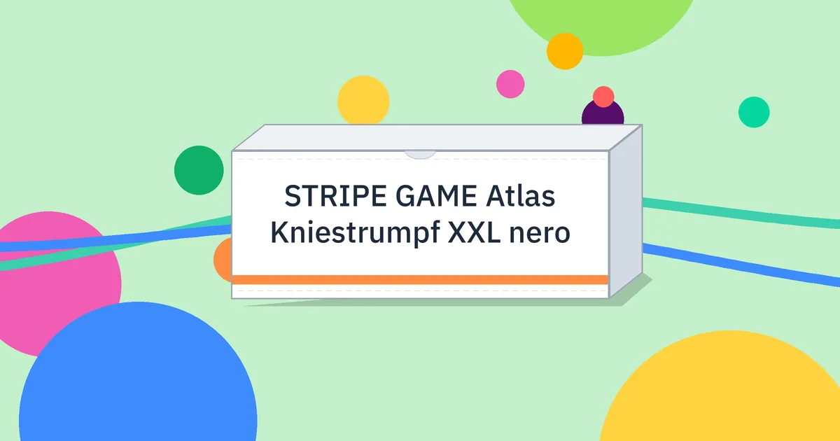 Symbolbild: Packung mit der Aufschrift STRIPE GAME Atlas Kniestrumpf XXL nero (PZN 20209297) – Verfügbarkeit und Bezug in Apotheken in Frankfurt am Main