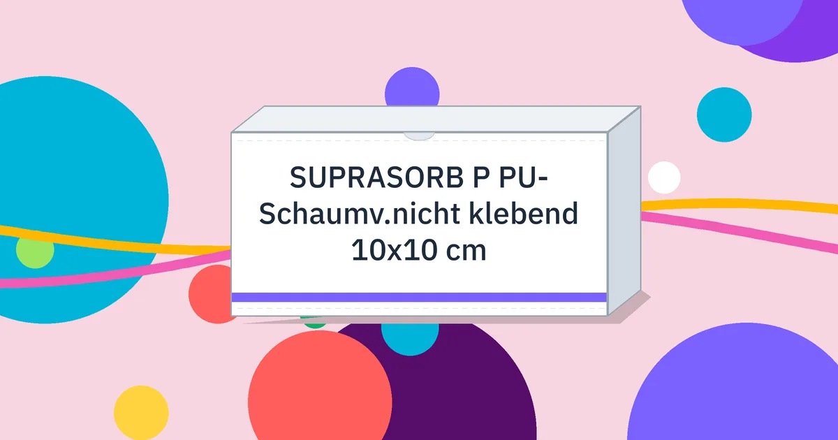 Symbolbild: Packung mit der Aufschrift SUPRASORB P PU-Schaumv.nicht klebend 10x10 cm (PZN 18001052) – Verfügbarkeit und Bezug in Apotheken in Frankfurt am Main