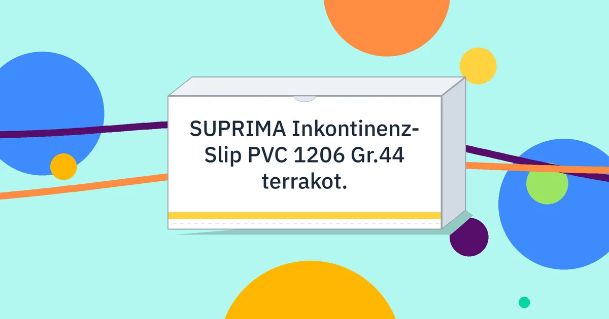 Symbolbild: Packung mit der Aufschrift SUPRIMA Inkontinenz-Slip PVC 1206 Gr.44 terrakot. (PZN 00417295) – Verfügbarkeit und Bezug in Apotheken in Frankfurt am Main
