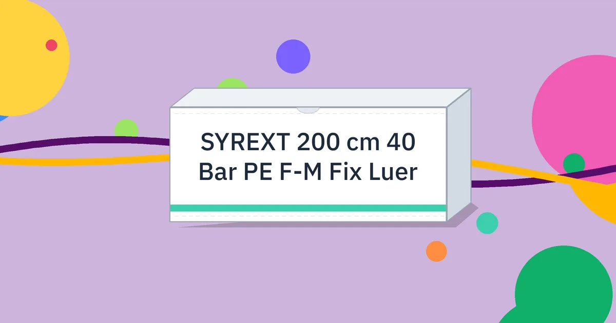 Symbolbild: Packung mit der Aufschrift SYREXT 200 cm 40 Bar PE F-M Fix Luer (PZN 17897738) – Verfügbarkeit und Bezug in Apotheken in Frankfurt am Main