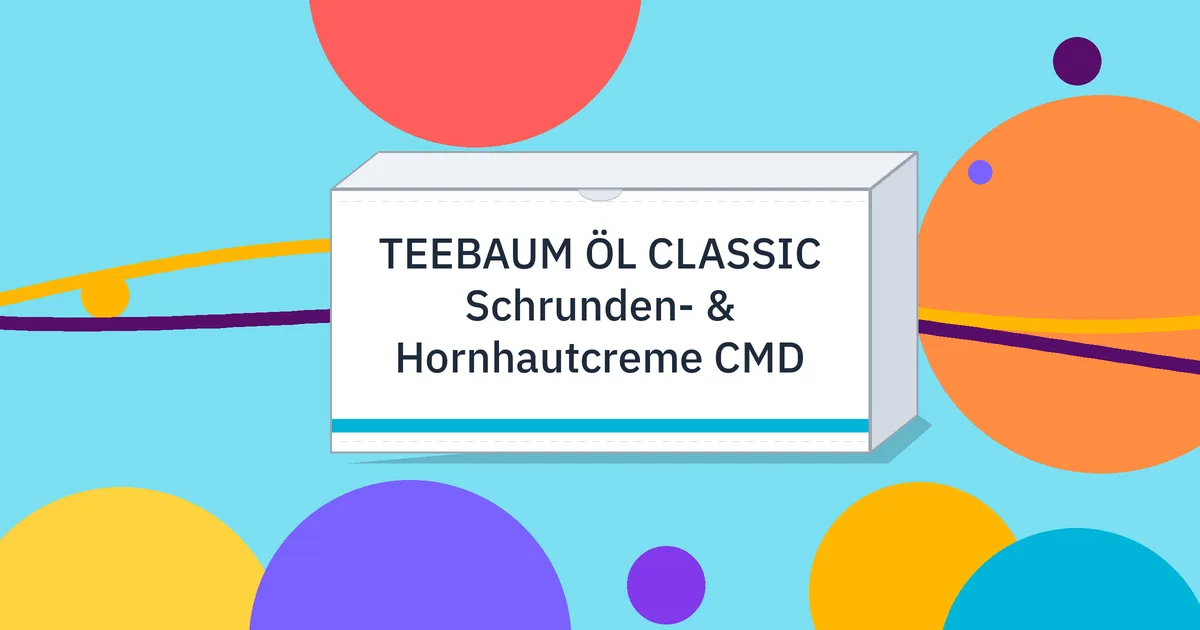 Symbolbild: Packung mit der Aufschrift TEEBAUM ÖL CLASSIC Schrunden- & Hornhautcreme CMD (PZN 11612054) – Verfügbarkeit und Bezug in Apotheken in Frankfurt am Main