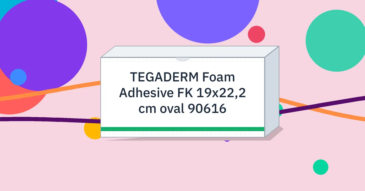 Symbolbild: Packung mit der Aufschrift TEGADERM Foam Adhesive FK 19x22,2 cm oval 90616 (PZN 16595455) – Verfügbarkeit und Bezug in Apotheken in Frankfurt am Main