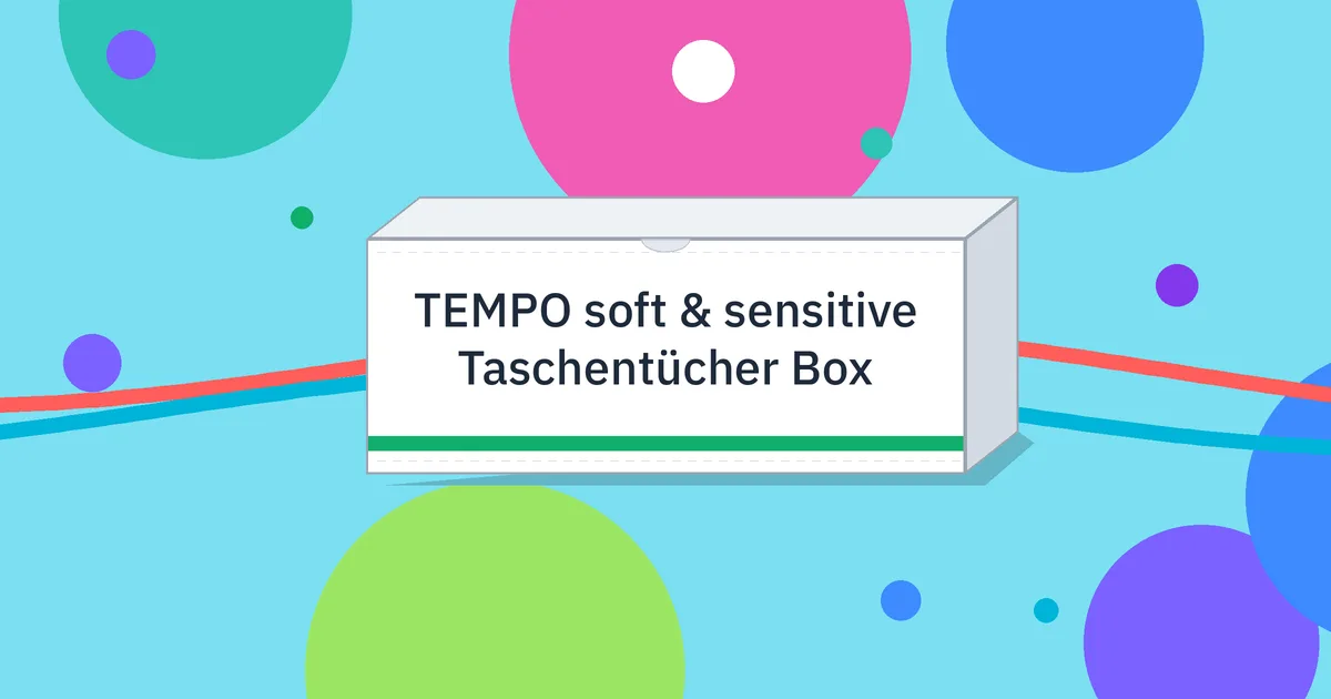 Symbolbild: Packung mit der Aufschrift TEMPO soft & sensitive Taschentücher Box (PZN 17905917) – Verfügbarkeit und Bezug in Apotheken in Frankfurt am Main