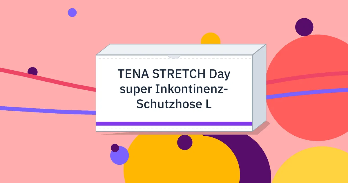 Symbolbild: Packung mit der Aufschrift TENA STRETCH Day super Inkontinenz-Schutzhose L (PZN 19297362) – Verfügbarkeit und Bezug in Apotheken in Frankfurt am Main