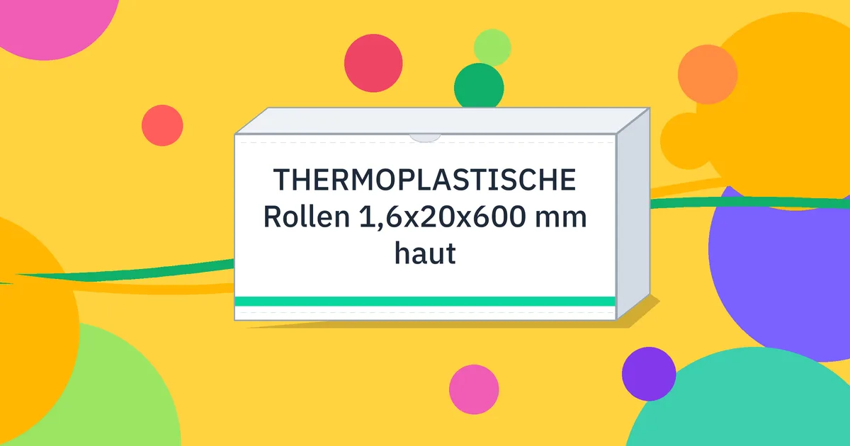 Symbolbild: Packung mit der Aufschrift THERMOPLASTISCHE Rollen 1,6x20x600 mm haut (PZN 11550270) – Verfügbarkeit und Bezug in Apotheken in Frankfurt am Main