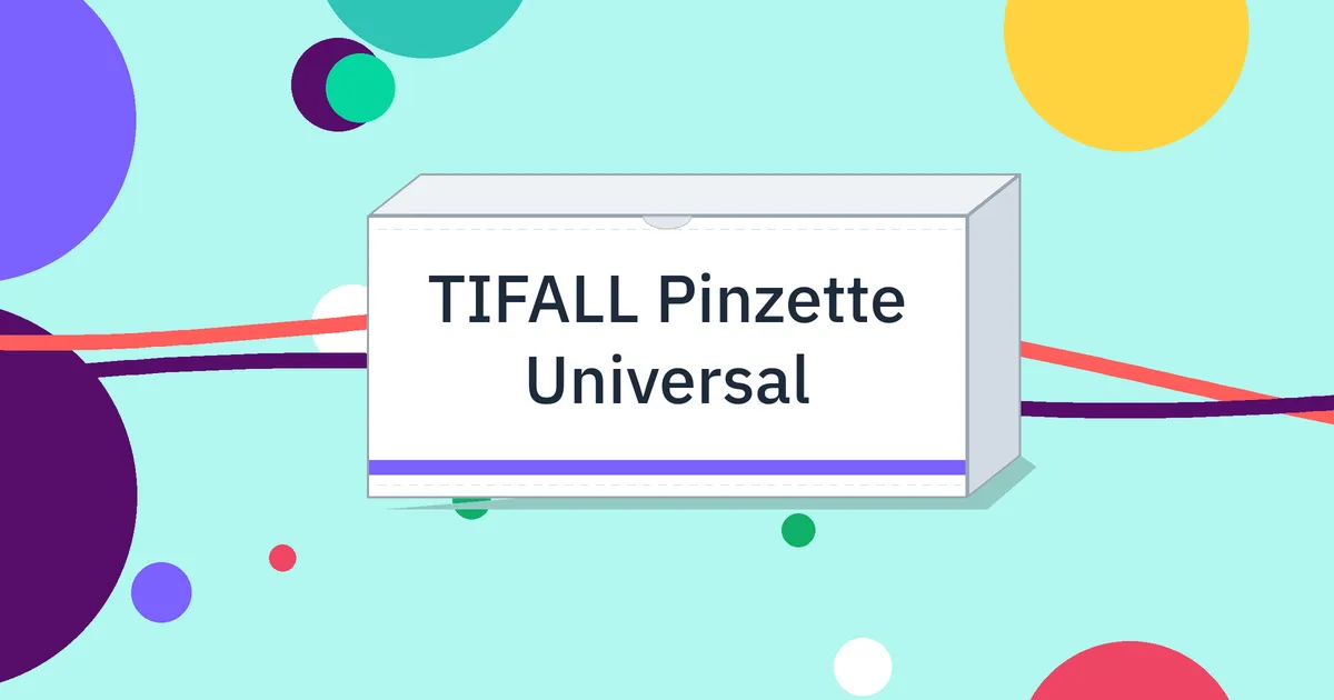 Symbolbild: Packung mit der Aufschrift TIFALL Pinzette Universal (PZN 08881112) – Verfügbarkeit und Bezug in Apotheken in Frankfurt am Main