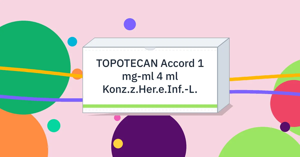 Symbolbild: Packung mit der Aufschrift TOPOTECAN Accord 1 mg-ml 4 ml Konz.z.Her.e.Inf.-L. (PZN 03068524) – Verfügbarkeit und Bezug in Apotheken in Frankfurt am Main