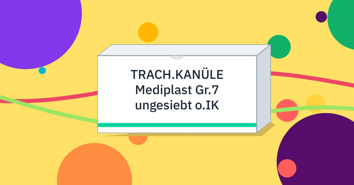 Symbolbild: Packung mit der Aufschrift TRACH.KANÜLE Mediplast Gr.7 ungesiebt o.IK (PZN 04395952) – Verfügbarkeit und Bezug in Apotheken in Frankfurt am Main