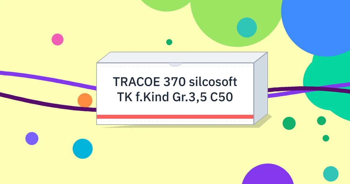 Symbolbild: Packung mit der Aufschrift TRACOE 370 silcosoft TK f.Kind Gr.3,5 C50 (PZN 14314328) – Verfügbarkeit und Bezug in Apotheken in Frankfurt am Main