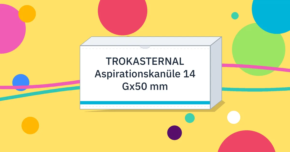 Symbolbild: Packung mit der Aufschrift TROKASTERNAL Aspirationskanüle 14 Gx50 mm (PZN 03942234) – Verfügbarkeit und Bezug in Apotheken in Frankfurt am Main