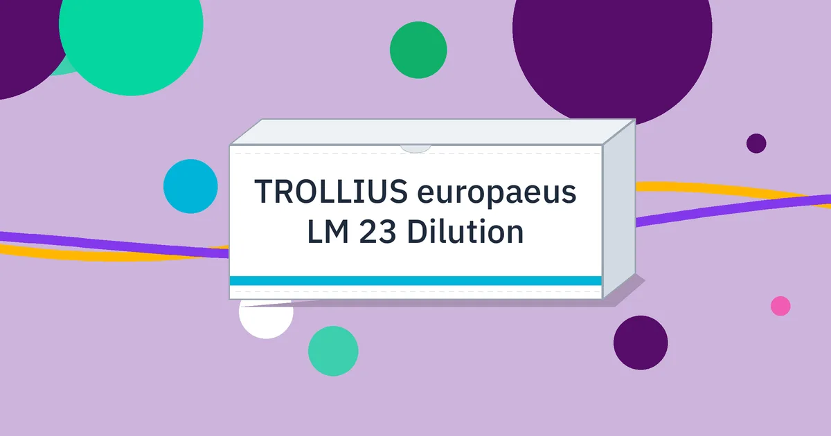Symbolbild: Packung mit der Aufschrift TROLLIUS europaeus LM 23 Dilution (PZN 13252677) – Verfügbarkeit und Bezug in Apotheken in Frankfurt am Main