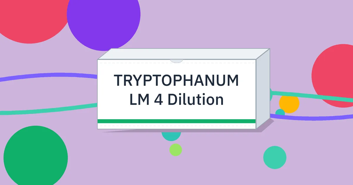 Symbolbild: Packung mit der Aufschrift TRYPTOPHANUM LM 4 Dilution (PZN 13253398) – Verfügbarkeit und Bezug in Apotheken in Frankfurt am Main