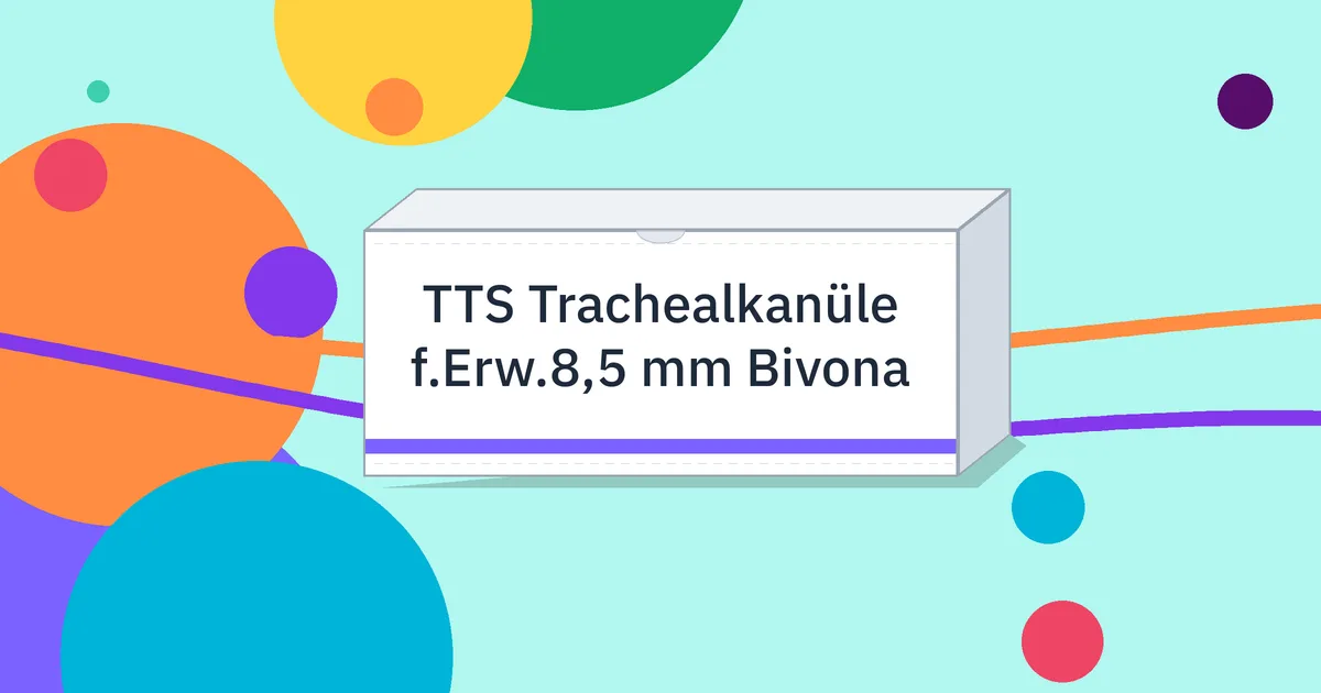 Symbolbild: Packung mit der Aufschrift TTS Trachealkanüle f.Erw.8,5 mm Bivona (PZN 01552173) – Verfügbarkeit und Bezug in Apotheken in Frankfurt am Main
