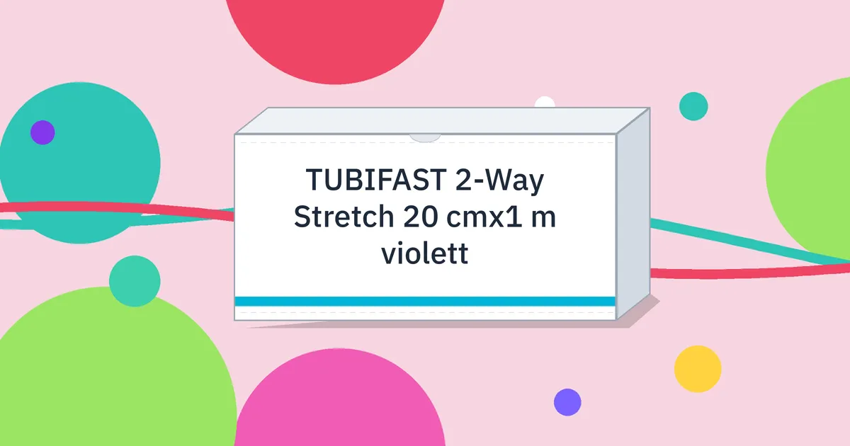 Symbolbild: Packung mit der Aufschrift TUBIFAST 2-Way Stretch 20 cmx1 m violett (PZN 10297857) – Verfügbarkeit und Bezug in Apotheken in Frankfurt am Main