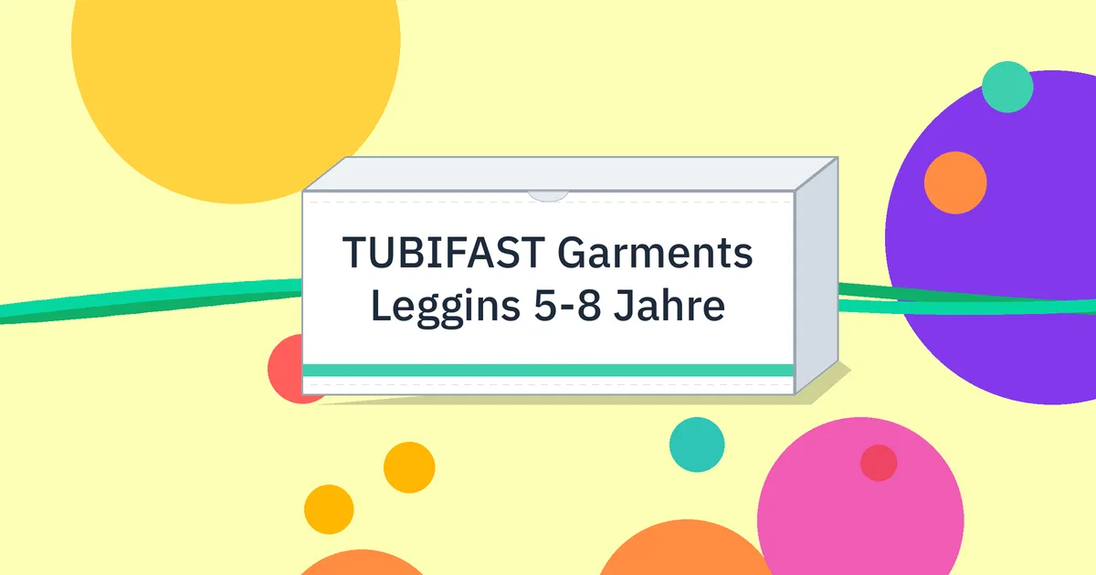 Symbolbild: Packung mit der Aufschrift TUBIFAST Garments Leggins 5-8 Jahre (PZN 10847217) – Verfügbarkeit und Bezug in Apotheken in Frankfurt am Main