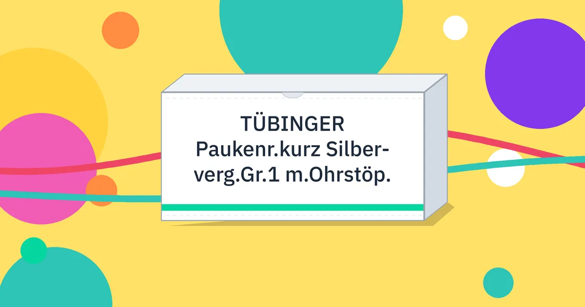 Symbolbild: Packung mit der Aufschrift TÜBINGER Paukenr.kurz Silber-verg.Gr.1 m.Ohrstöp. (PZN 02743567) – Verfügbarkeit und Bezug in Apotheken in Frankfurt am Main