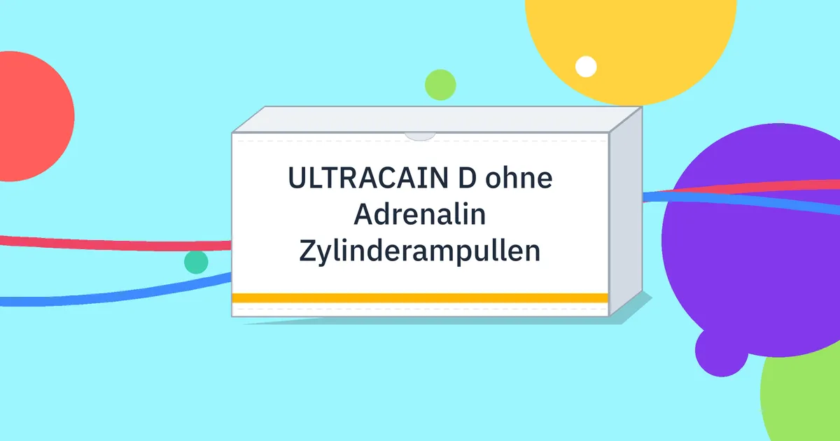Symbolbild: Packung mit der Aufschrift ULTRACAIN D ohne Adrenalin Zylinderampullen (PZN 00109352) – Verfügbarkeit und Bezug in Apotheken in Frankfurt am Main