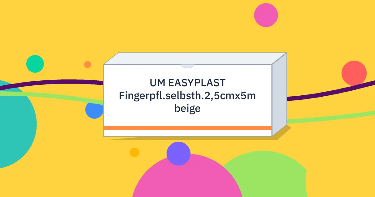 Symbolbild: Packung mit der Aufschrift UM EASYPLAST Fingerpfl.selbsth.2,5cmx5m beige (PZN 17929125) – Verfügbarkeit und Bezug in Apotheken in Frankfurt am Main