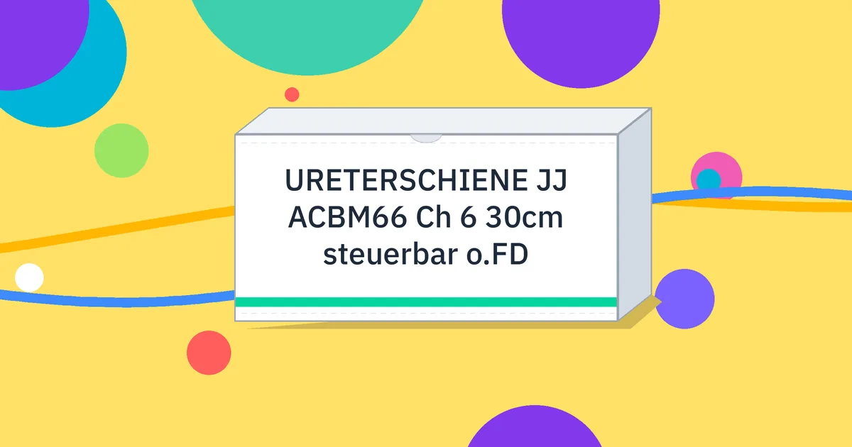 Symbolbild: Packung mit der Aufschrift URETERSCHIENE JJ ACBM66 Ch 6 30cm steuerbar o.FD (PZN 00512438) – Verfügbarkeit und Bezug in Apotheken in Frankfurt am Main