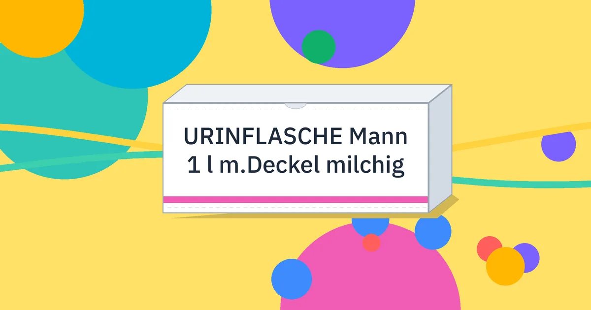 Symbolbild: Packung mit der Aufschrift URINFLASCHE Mann 1 l m.Deckel milchig (PZN 03136042) – Verfügbarkeit und Bezug in Apotheken in Frankfurt am Main