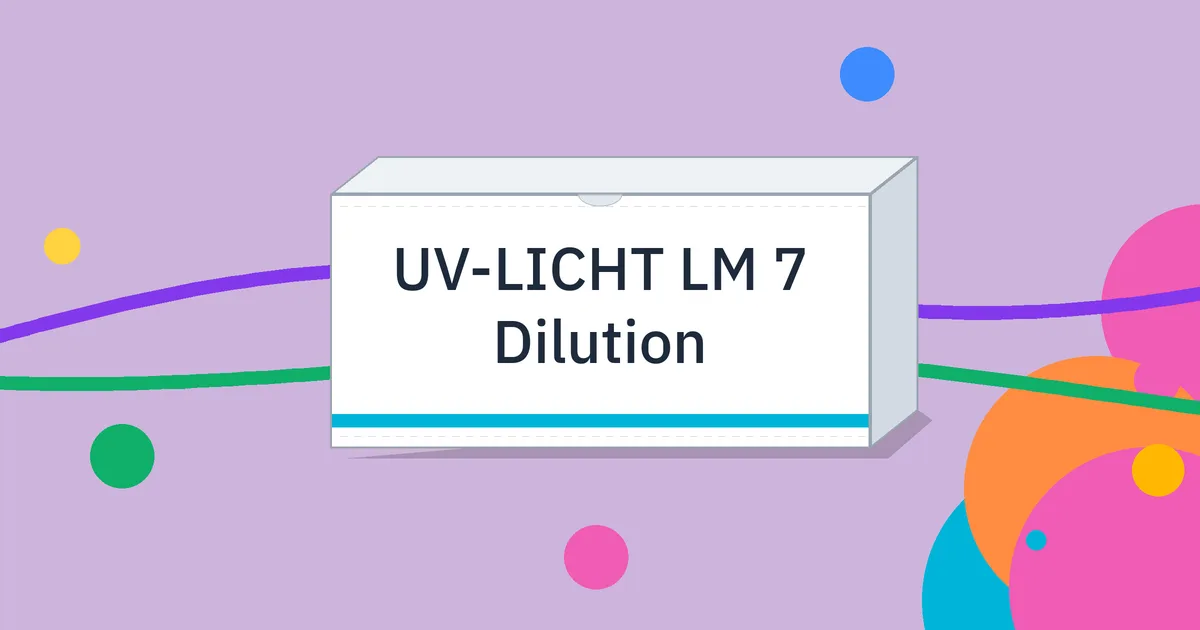 Symbolbild: Packung mit der Aufschrift UV-LICHT LM 7 Dilution (PZN 13258527) – Verfügbarkeit und Bezug in Apotheken in Frankfurt am Main