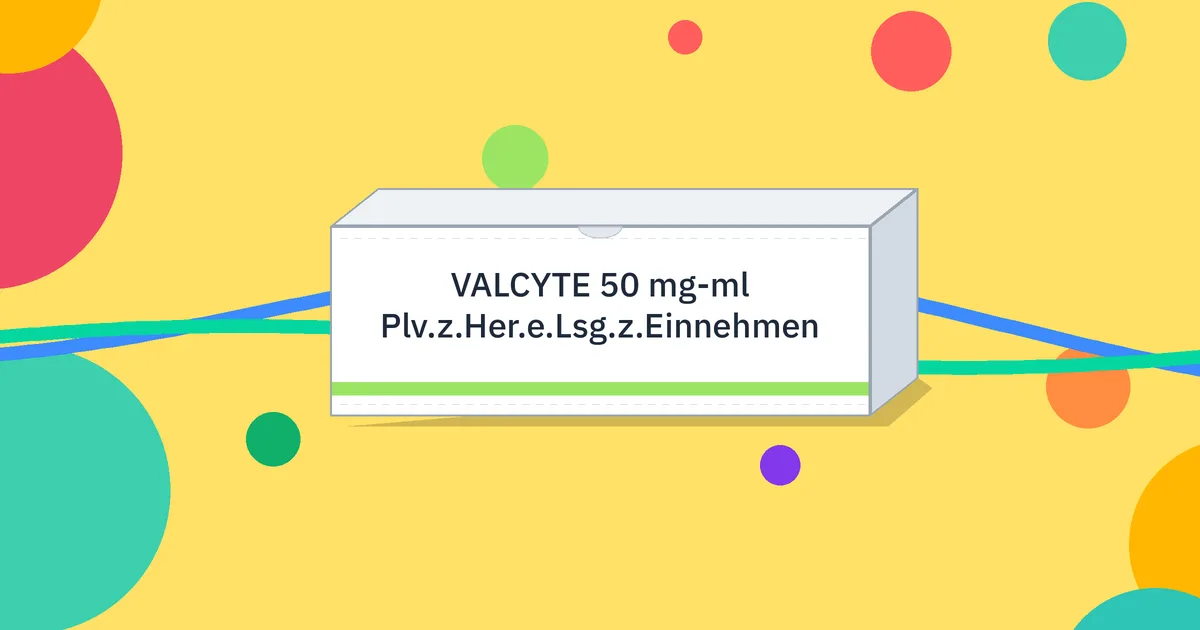 Symbolbild: Packung mit der Aufschrift VALCYTE 50 mg-ml Plv.z.Her.e.Lsg.z.Einnehmen (PZN 17879232) – Verfügbarkeit und Bezug in Apotheken in Frankfurt am Main