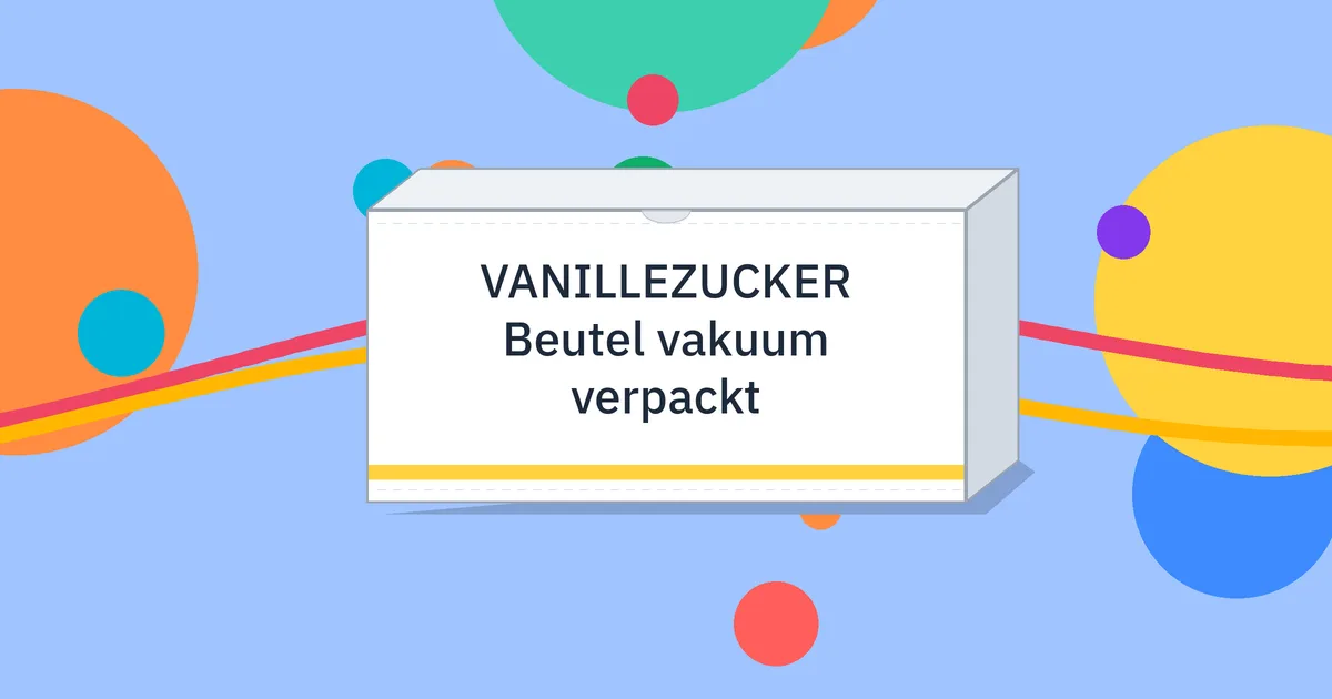 Symbolbild: Packung mit der Aufschrift VANILLEZUCKER Beutel vakuum verpackt (PZN 16617607) – Verfügbarkeit und Bezug in Apotheken in Frankfurt am Main
