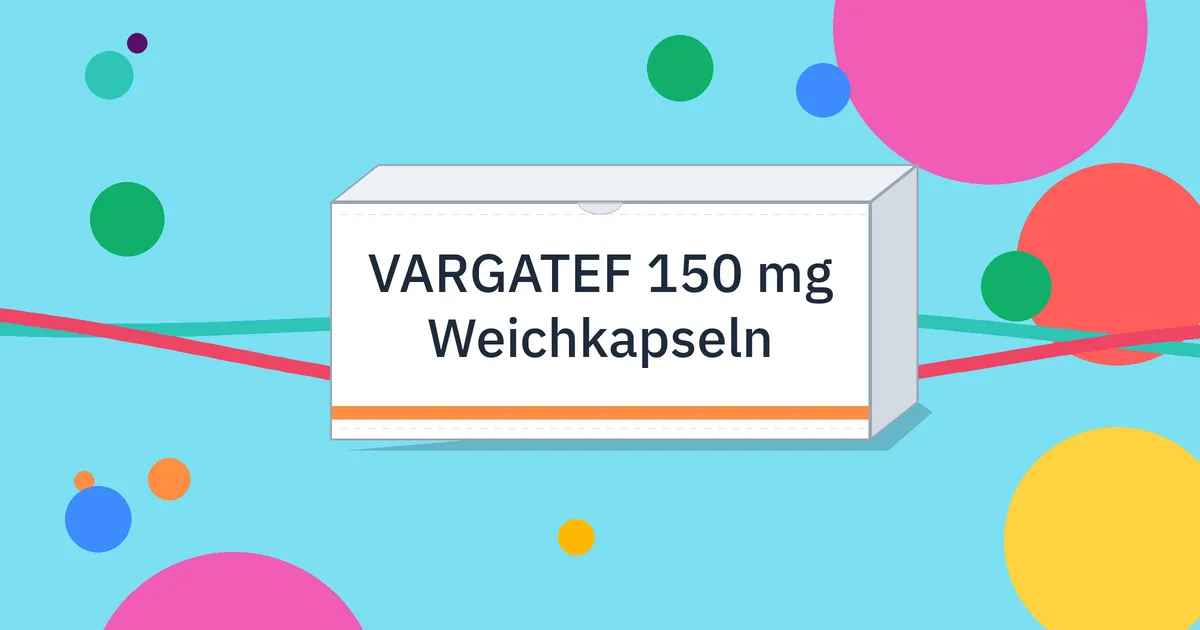 Symbolbild: Packung mit der Aufschrift VARGATEF 150 mg Weichkapseln (PZN 17203457) – Verfügbarkeit und Bezug in Apotheken in Frankfurt am Main