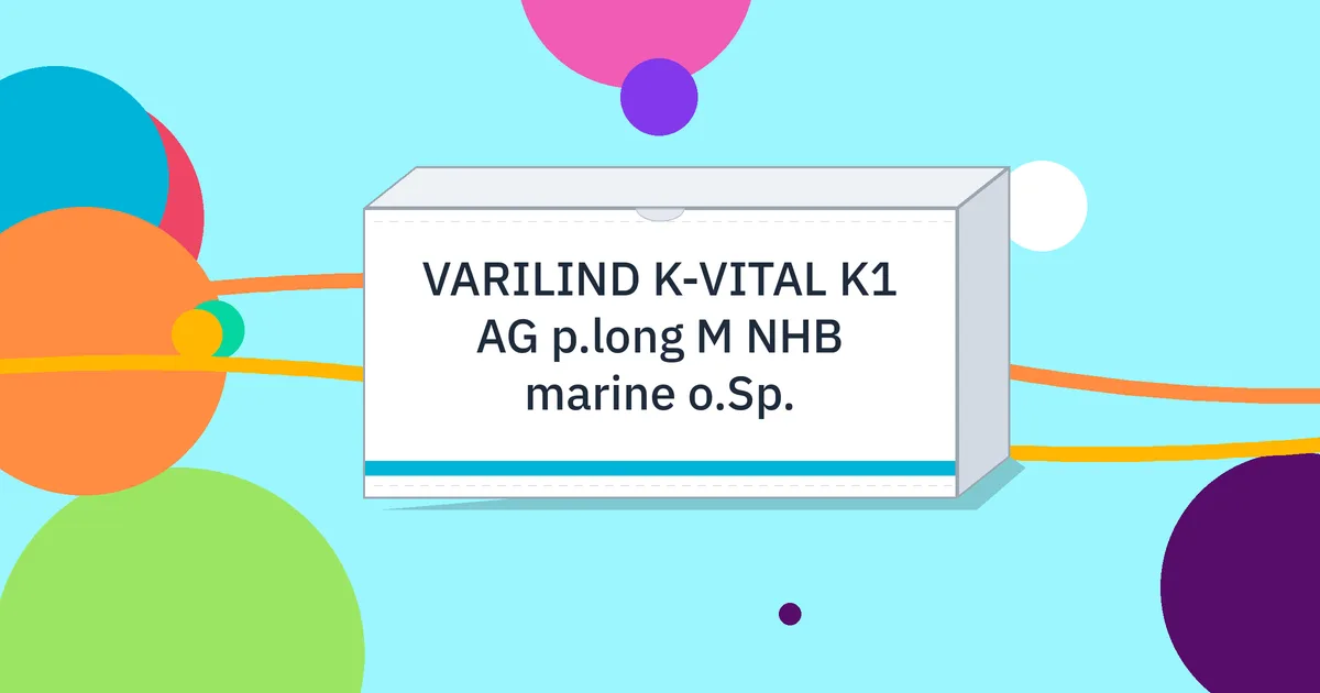Symbolbild: Packung mit der Aufschrift VARILIND K-VITAL K1 AG p.long M NHB marine o.Sp. (PZN 20563372) – Verfügbarkeit und Bezug in Apotheken in Frankfurt am Main